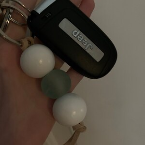 Boho Keychain Wood Bead Keychain Natural Keychains Boho Key | Etsy