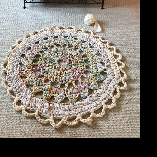 PDF Crochet Pattern for Doily Rag Rug Made From Bed Sheets - Etsy