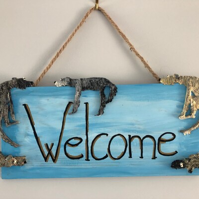 CUSTOM MADE Cute Dog Welcome Sign / Greyhound Welcome Sign / - Etsy
