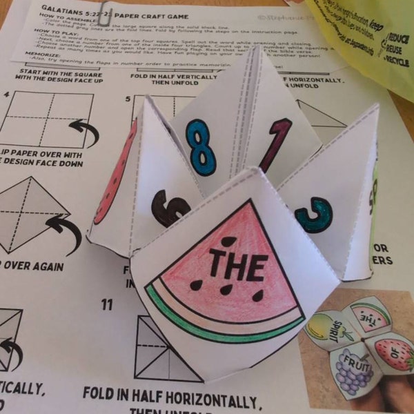 Fruit of the Spirit Color-your-own Cootie Catcher, Paper Craft Game ...