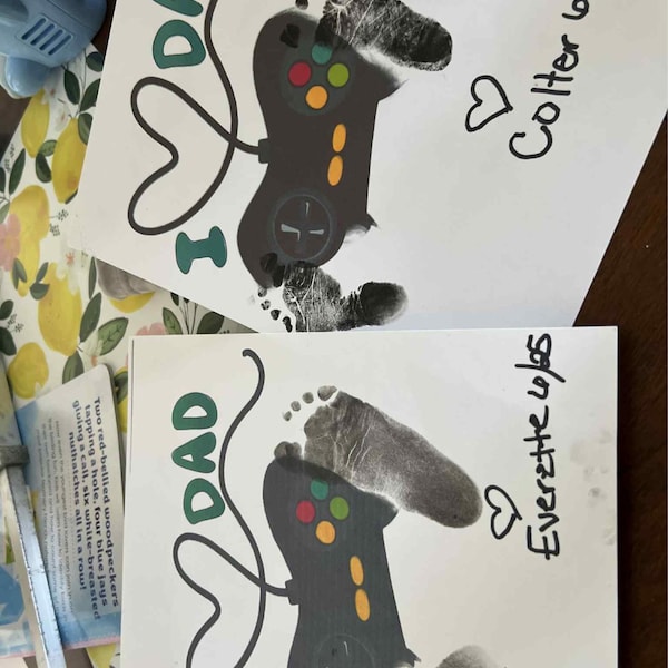 Handprint Art Gift for Gamers | Video Game Footprint Stamp Art | Father ...