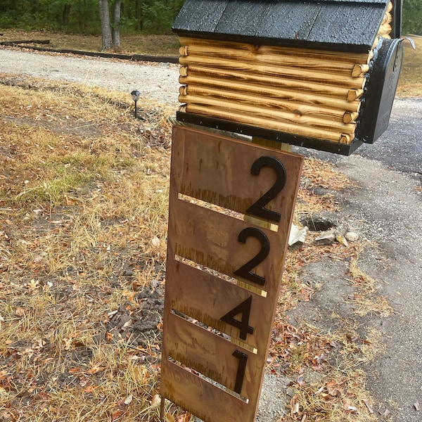 Enfield XL Address Yard Sign: 6" Aluminum Numbers, Vertical Yard Plaque ...