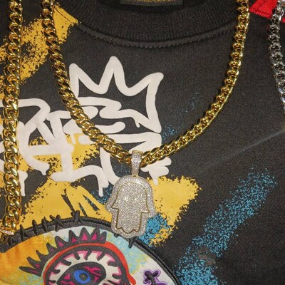 14k Gold Finish Boss With Crown Tricolor Hip Hop Simulated Diamond ...