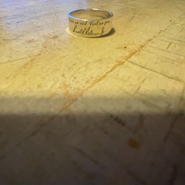 Custom Handwriting Ring • Wide Handwriting Band in Sterling Silver ...