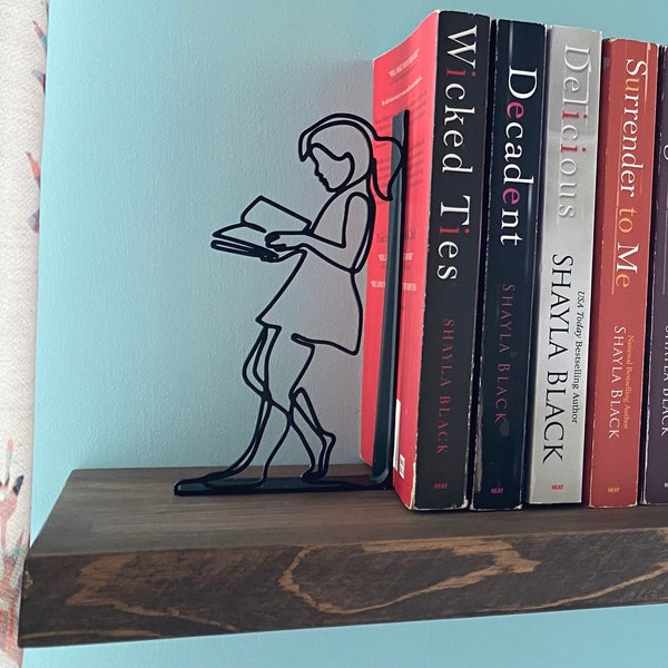 Avid Reader Bookend | Minimalist Bookends Art | One-line Design | Book ...