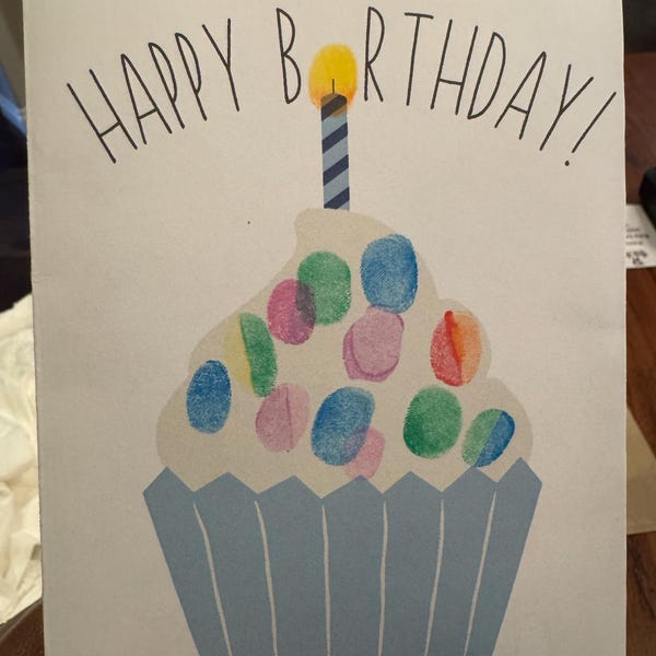 Happy Birthday Cupcake Fingerprint Card L Kid, Toddler, Child L Craft L ...