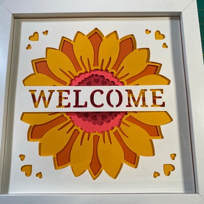 3D Sunflower Welcome Shadow Box, Floral Svg, 3D Mandala, Welcome Sign ...