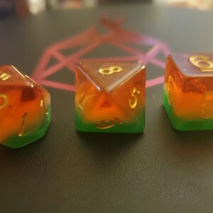 Dnd Dice Set / Red Green watermelon Ration / Cute Kawaii Polyhedral ...