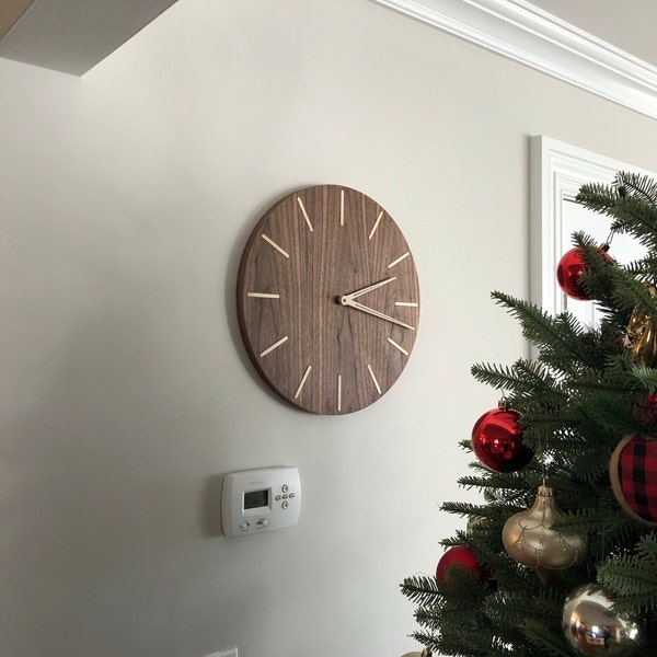Mid Century Wall Clock Wood Large Wall Clock Diameter up to 20 Inches ...