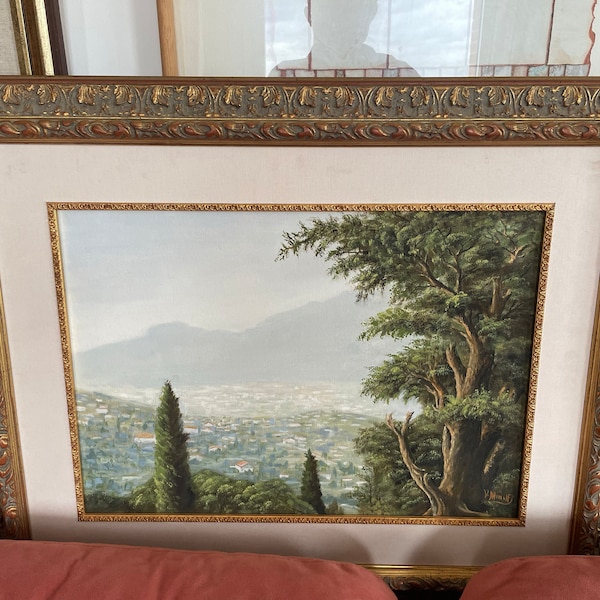 Vintage Italian Oil Paintings on Canvas , landscape Framed in a ...