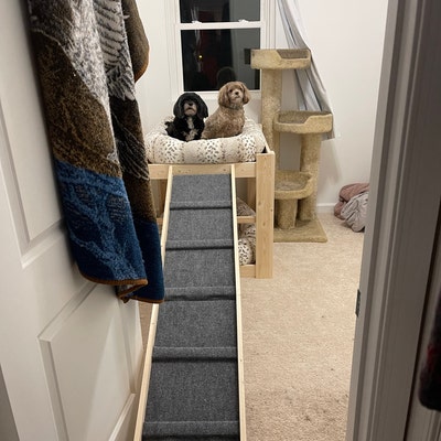 Unfinished Pet Ramp With Slats for Traction Wood Dog Ramp Pet Furniture ...
