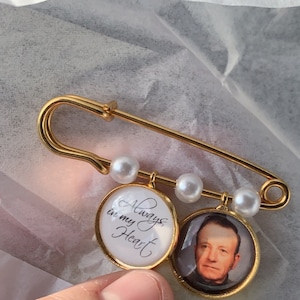 Groom Memory Pin, Boutonniere Charm, Bridal Bouquet Charm, Custom Photo ...