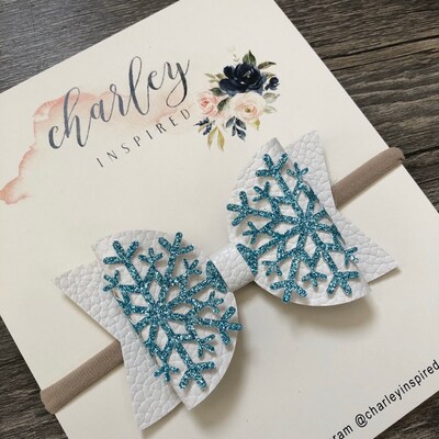 Christmas Snowflake Bow Template, Lace Bow SVG, Frozen Hair Bow PDF ...