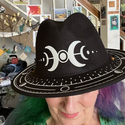 Reflective Moon Phases Hat Mystic Adventure Hat Nature Wide Brim Hat ...