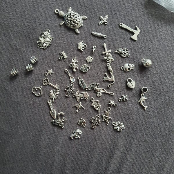 Random Mix 20/30/50pcs Antique Silver Bulk Charms Jewelry Making Charms ...