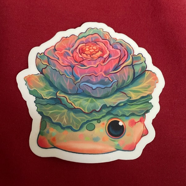 Ornamental Cabbage Frog Sticker | Vinyl Waterproof Sticker | Cute ...
