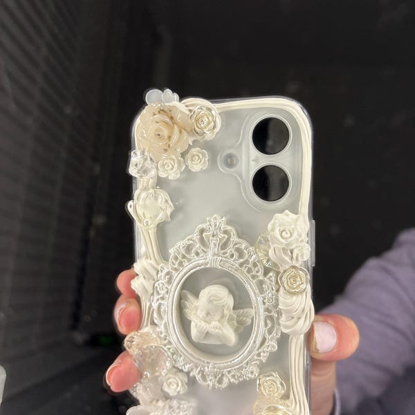 Custom Decoden Phone Case, Retro Angel Phone Case, Baroque Aesthetic 3D ...