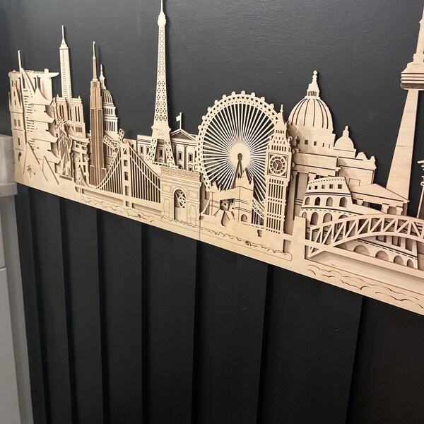 World Landmarks Wood Wall Art World Attractions Home Wall Decor Travel ...