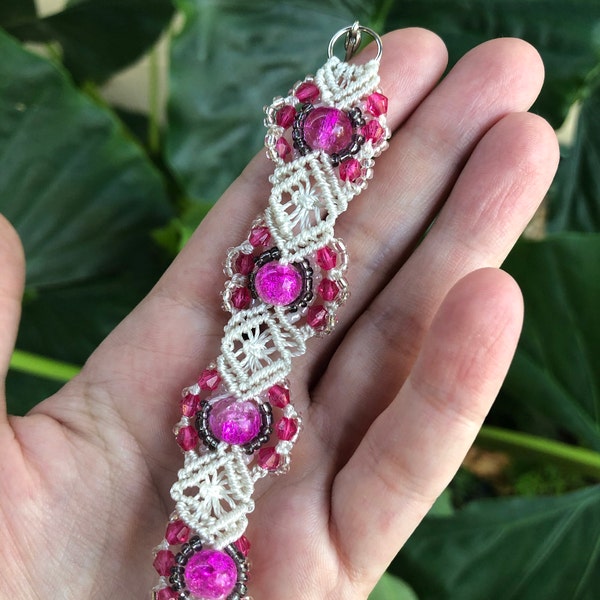 Micro Macrame Tutorial - Hydrangeas Bracelet Pattern - Beaded Macrame - Jewelry Making - DIY - Etsy