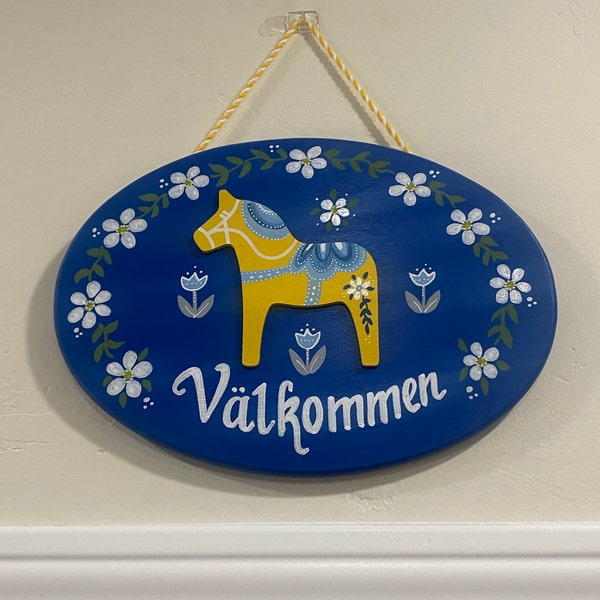 Swedish Welcome Sign, Dala Horse, Swedish Sign, Swedish Gifts, Swedish ...