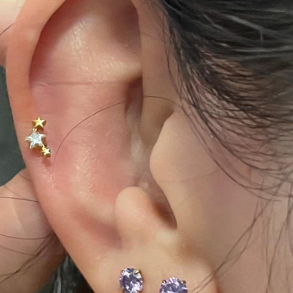 Titanium Vertical Dangle Hidden Helix Chain Piercing, Threaded Flat ...