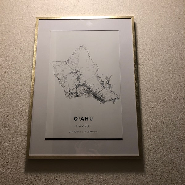 Oahu Map Art Print: Honolulu Hawaii Street Map Wall Decor - Etsy