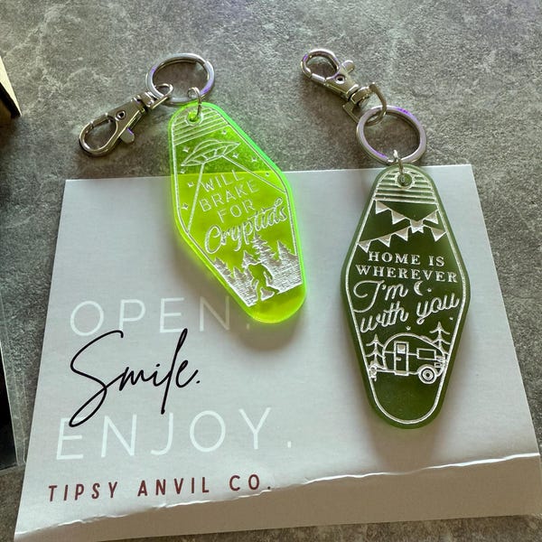 OMG Literally Dead Skeleton Coffin Acrylic Retro Keychain | Engraved ...