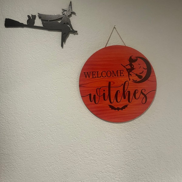 Halloween Door Corner Sign, Witch Halloween Decor, Halloween Witch Sign ...