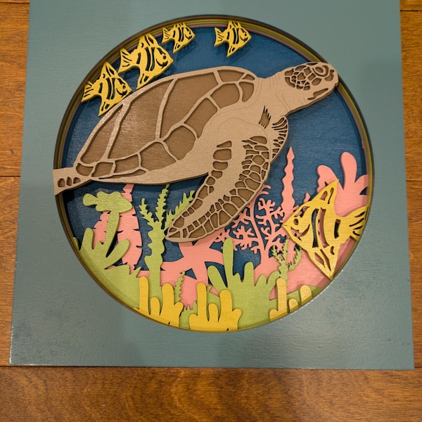 Sea Turtle Ocean Multi Layer Mandala Model Laser Cut File, Wall Art ...