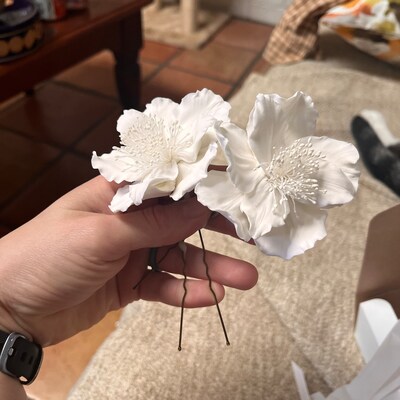 Ivory Cream White Flower Hair Pin, Ivory Bridal Hair Flower, Ivory ...