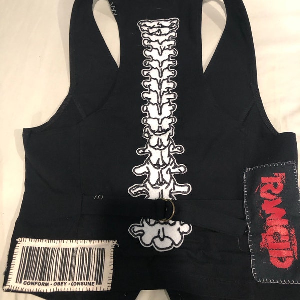 Large Spine Vertebrae in White or Black Iron-on or Sew-on Patch ...