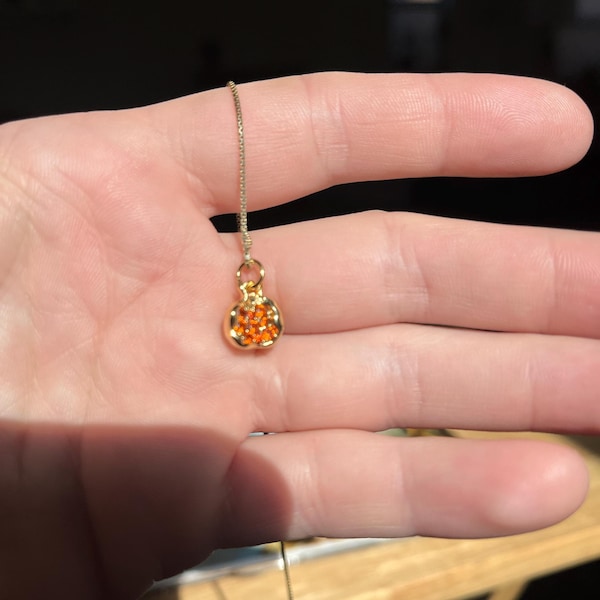 Pomegranate Charm 16K Gold Filled Fruit Charms Red Mini Micro Pave ...