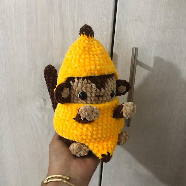Amigurumi Pattern "bono the Monkey", Chubby Monkey in a Banana Costume ...