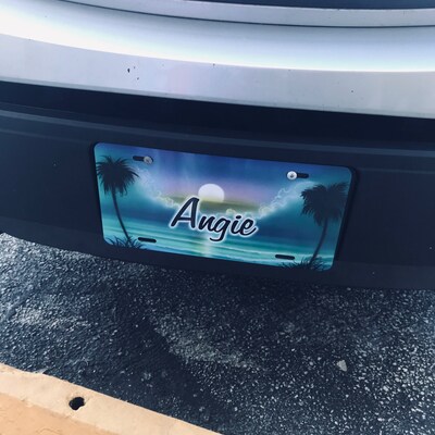 Airbrush Beach Scene Personalized Custom Novelty Front License Plate ...