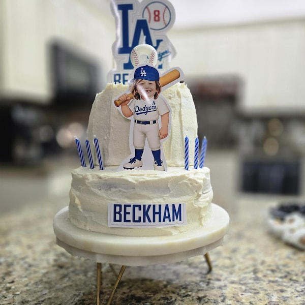LA Dodgers Birthday Cake Topper: Personalized Baseball Party (digital ...