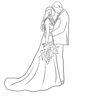 Custom Line Drawing First Anniversary Gift Portrait From - Etsy