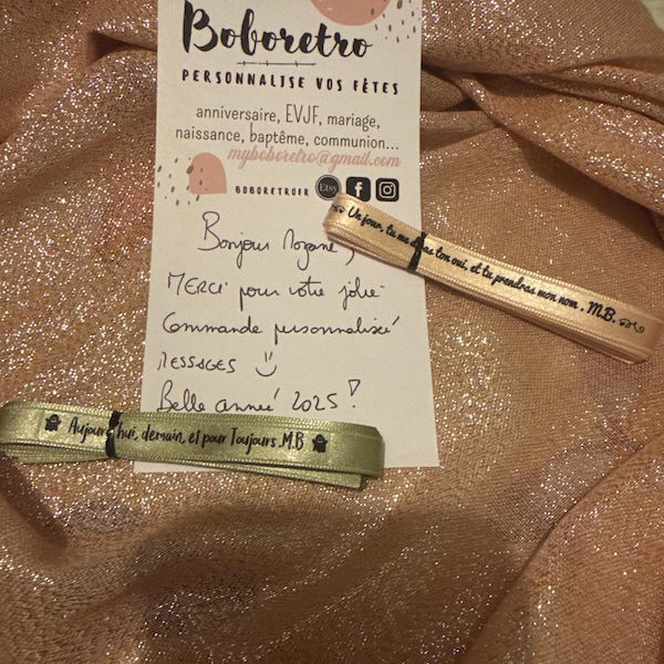 Bracelet ruban satin simple personnalisé (EVJF, Mariage, anniversaire ...