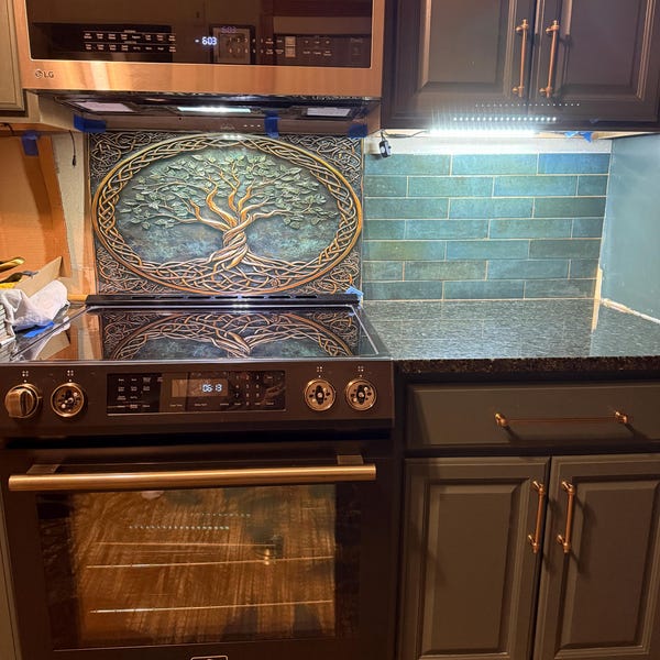 Tempered Glass Backsplash, Rustic Brick Oven Kitchen Backsplash Behind ...