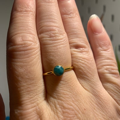 Amazonite Ring Sterling Silver Gold Plated Jewelry Handmade Ring 5mm ...