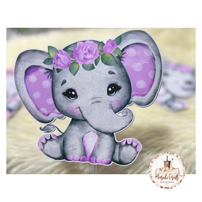 Purple Floral Elephant Clip Art, Watercolor Cute Little Peanut,lavender ...