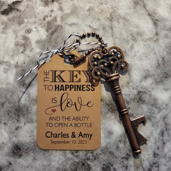 Sample - Key Bottle Openers AND Tags, Wedding Favors, Skeleton Key ...