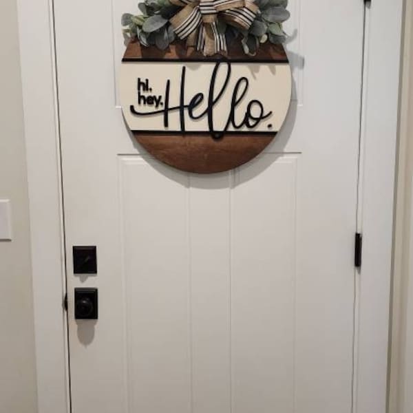 Hi Hey Hello Front Door Hanger Wreath, Wooden Housewarming Gift for New ...