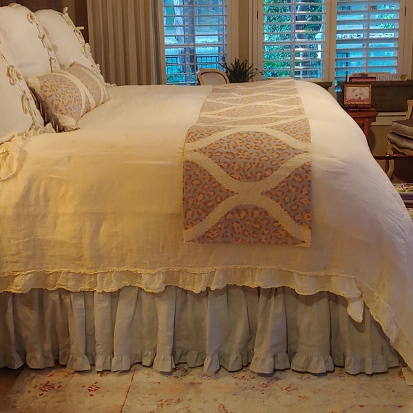 Duck Egg Blue Bedskirt With Ruffle Hem, Linen Dust Ruffles, Bed Skirts ...