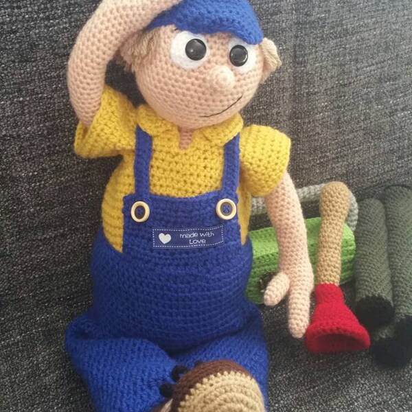 Plumber Larry, Amigurumi Doll Crochet Pattern, Crocheted Dolls Pattern ...