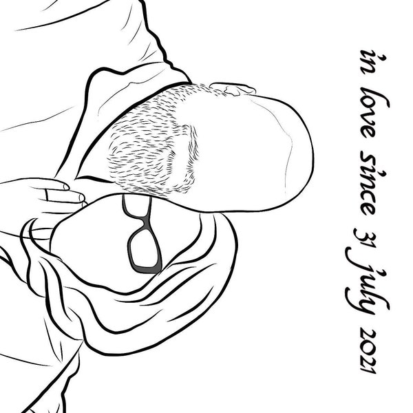 Custom Faceless Portrait, One Line Drawing, Outline Drawing, Gift for ...