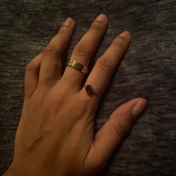 Dainty Raw Garnet Ring, Stackable, January Birthstone Ring, Delicate Garnet Ring, Tiny Garnet ...