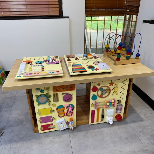 Custom Large Busy Board for Kids - Wooden Activity Toy, Sensory Wall ...