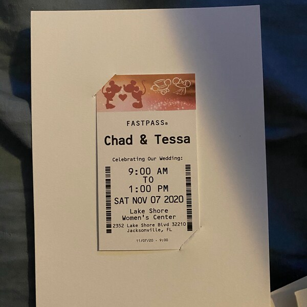 Disney Fastpass Rose Gold Save the Dates Wedding/birthday/shower/etc ...