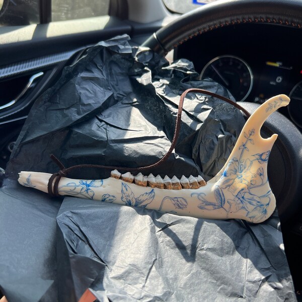 Cottage Core Deer Jawbone Wall Hanging Decor Real Bone Painted Skull ...