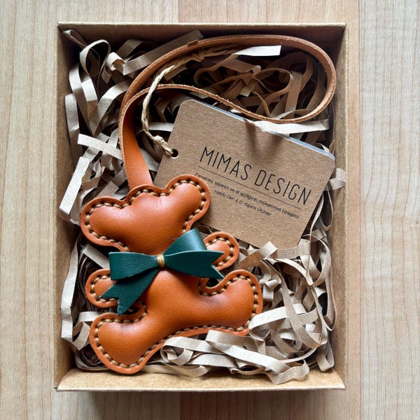 Valentine’s Day Leather Teddy Bear Keychain & Heart Bag Charm Set ...